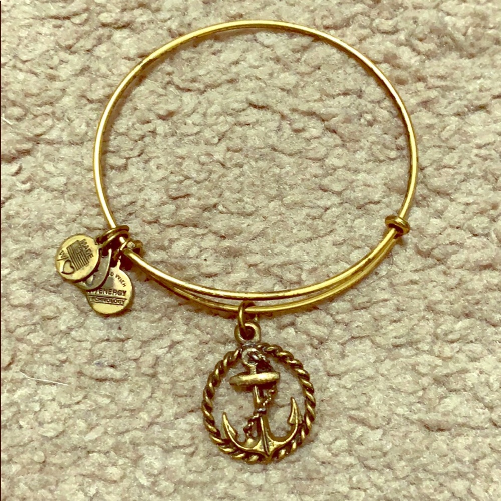 Alex And Ani Gold Nautical Anchor Charm Bracelet - Gem